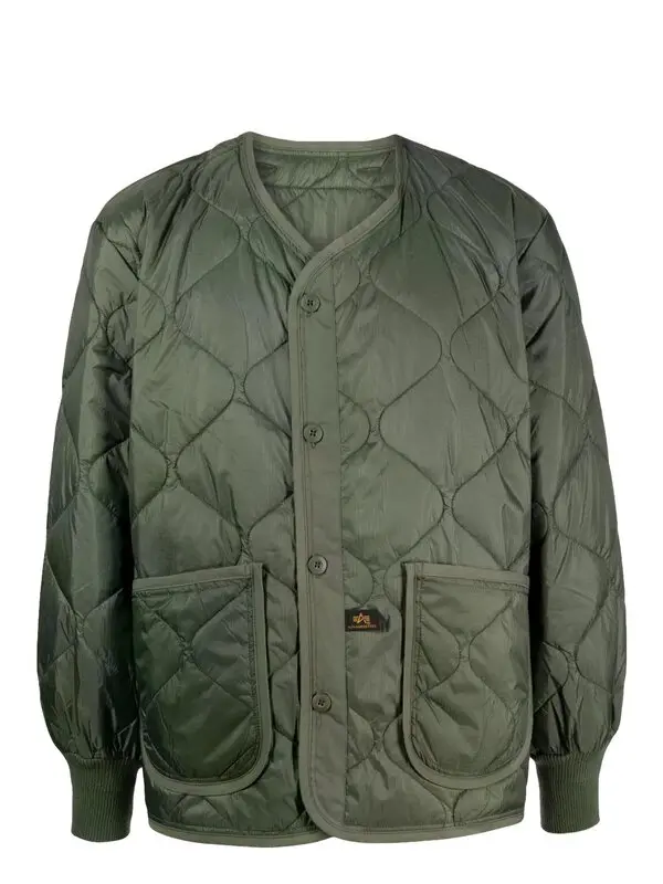 Alpha Industries Logo-patch Quilted Jacket - Green