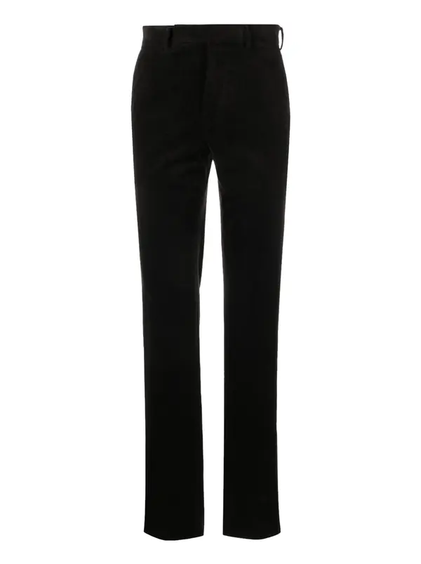 Zegna Corduroy Straight-leg Trousers - Black