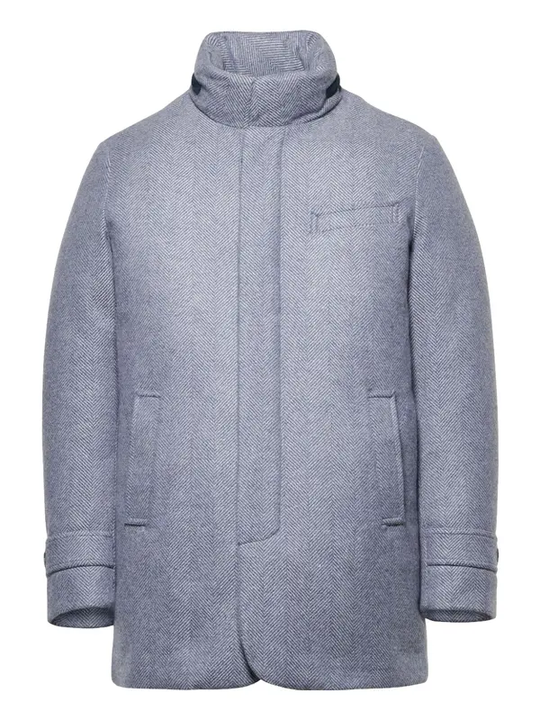 NORWEGIAN WOOL Herringbone Padded Jacket - Blue