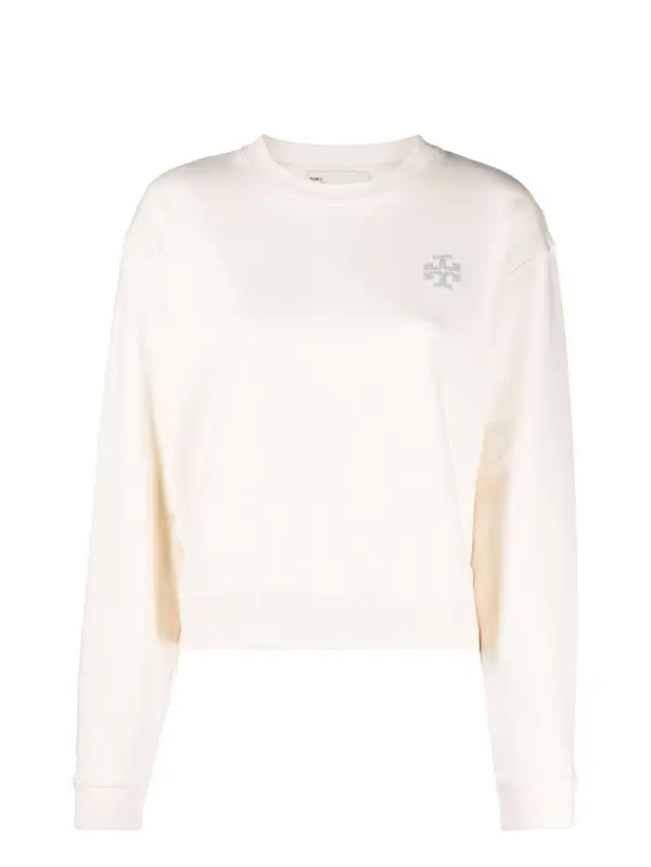 Tory Burch Logo-embellished Cotton Sweatshirt - White