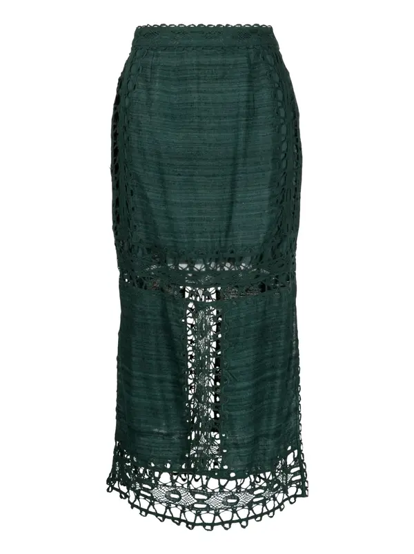 Ulla Johnson High-waisted Lace Midi Skirt - Green