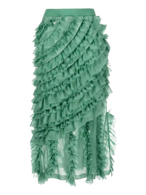 Ulla Johnson Sarafina Ruffled Midi Skirt - Green