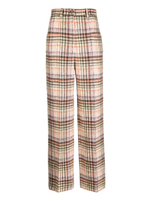 Sonia Rykiel Paris Checked Felted Wool Trousers - Brown