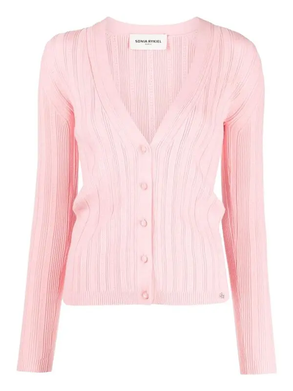 Sonia Rykiel Paris Logo-lettering V-neck Cardigan - Pink