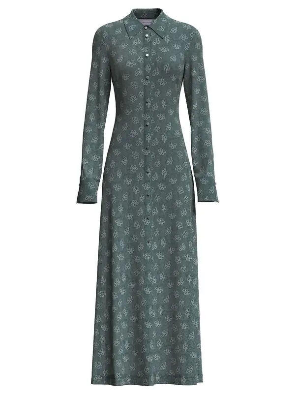 MARGHERITA MACCAPANI Andre Monogram-jacquard Maxi Shirtdress - Green