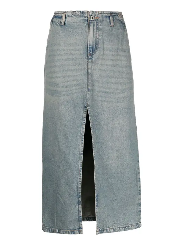 Gimaguas Front-slit Denim Midi Skirt - Blue