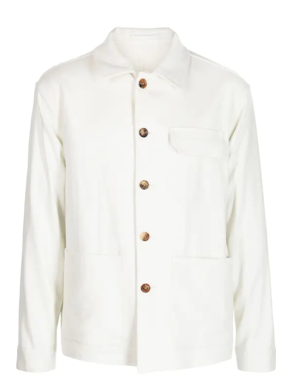 LARDINI Buttoned Cotton Shirt Jacket - White