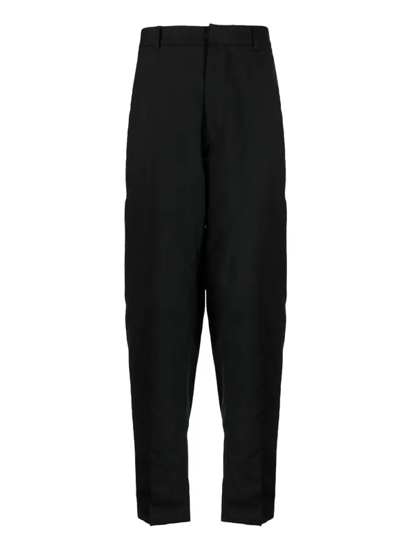 LARDINI Wool-blend Tapered Tailored Trousers - Black