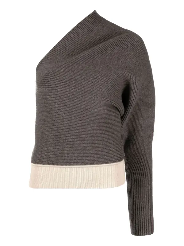 Rick Owens One-shoulder Ribbed-knit Jumper - Brown