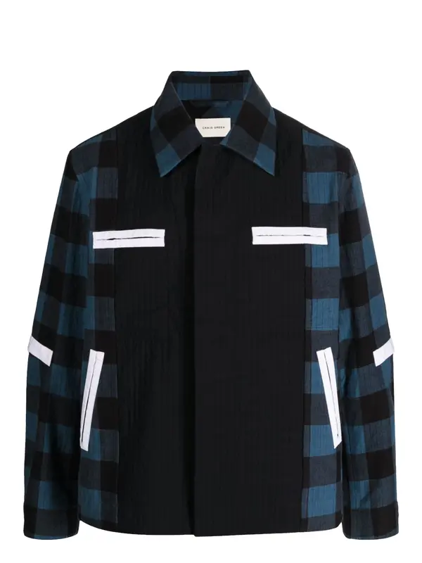 CRAIG GREEN Plaid-pattern Worker Jacket - Blue