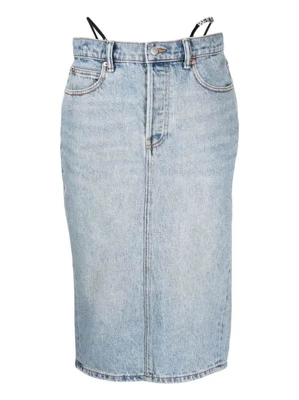 Alexander Wang Thong-strap Denim Midi Skirt - Blue