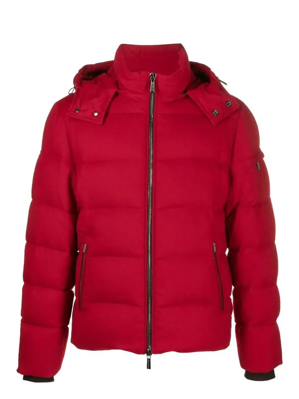 MOORER Padded Jacket With Detachable Hood - Red