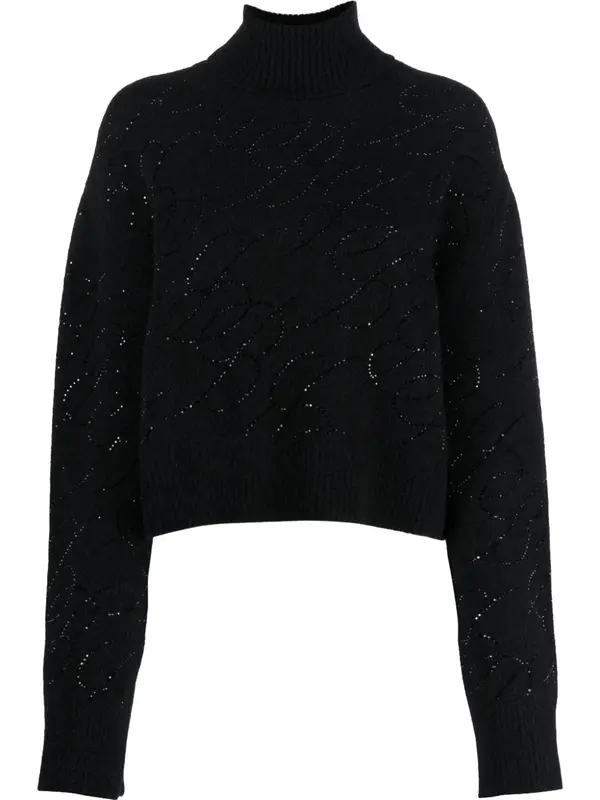 Blumarine Crystal-embellished Knitted Jumper - Black