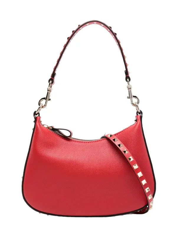 Valentino Garavani Small Rockstud Leather Shoulder Bag - Red