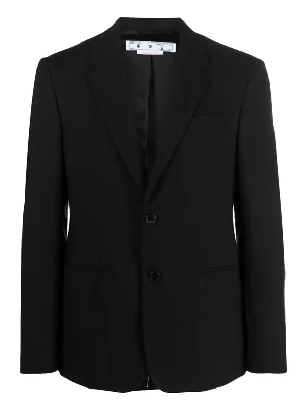 Off-White Slogan-print Virgin Wool Blazer - Black
