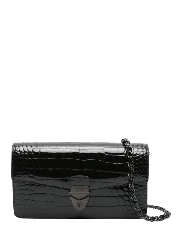 ASPINAL OF LONDON Mayfair Patent-leather Clutch - Black