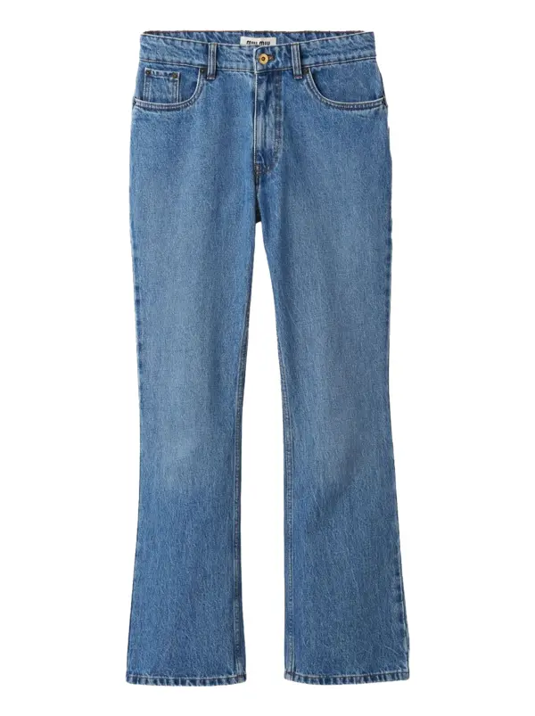 Miu Miu - Miu Miu Logo-Embroidered Flared Jeans