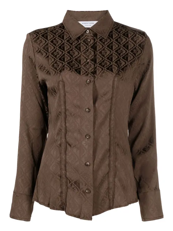 MARINE SERRE Moon Diamant Jacquard Shirt - Brown