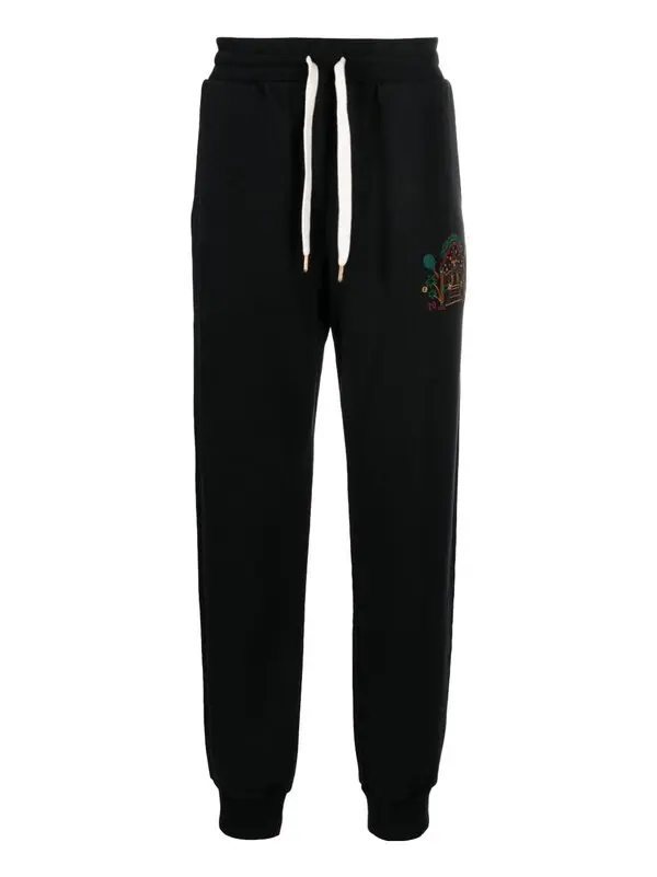 Casablanca Rainbow Crayon Temple-embroidery Track Pants - Black