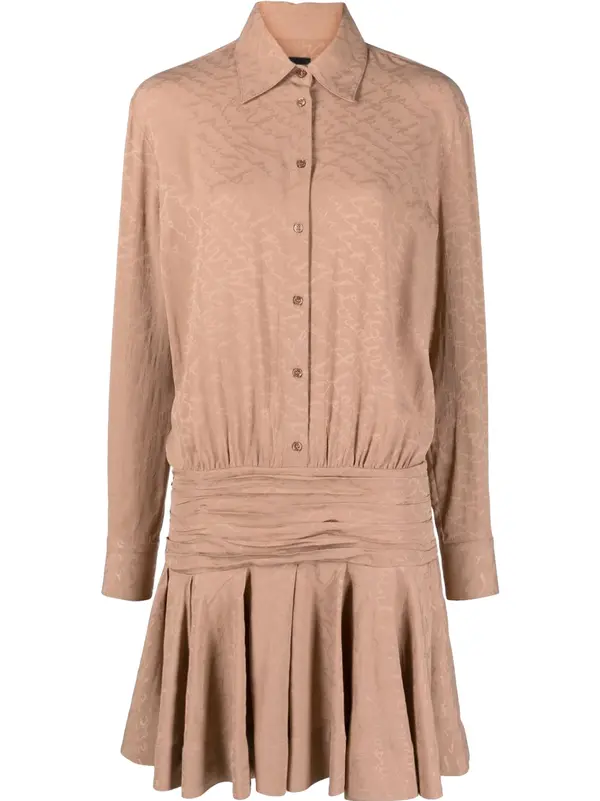 Pinko Arzach Logo Jacquard Shirt Dress - Neutrals