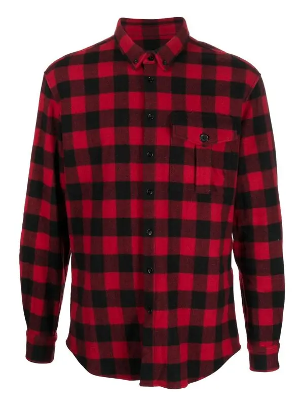 Dsquared2 Check-pattern Wool-blend Shirt - Black