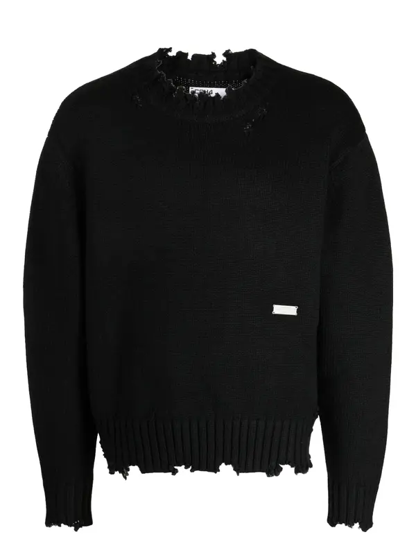C2H4 Logo-plaque Distressed Jumper - Black