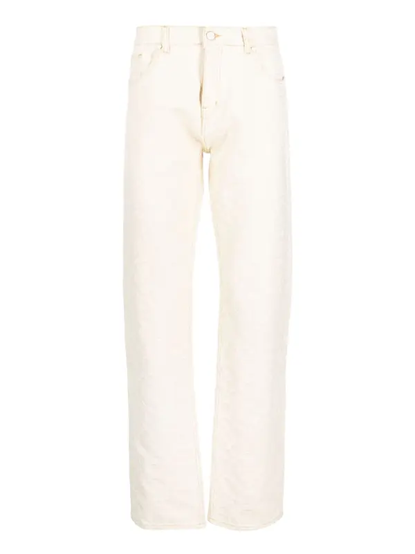 Casablanca Monogram-jacquard Straight-leg Jeans - Neutrals