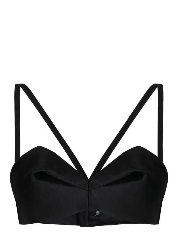 Versace Gathered Bustier Crop Top - Black