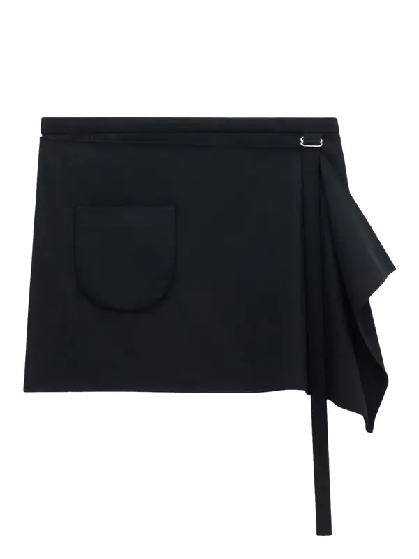 COURREGES Draped Stretch-wool Miniskirt - Black