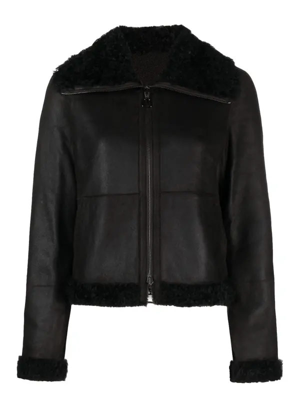 Akris Shearling-collar Leather Jacket - Brown