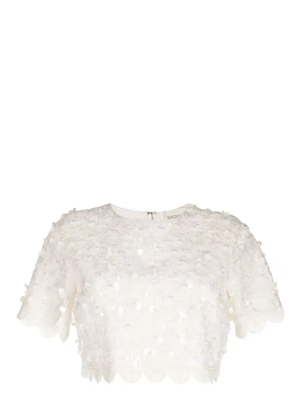 Sachin & Babi Naya Floral-appliqué Crop Top - White