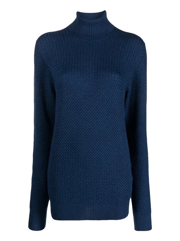 FILERIA Roll-neck Virgin Wool Jumper - Blue