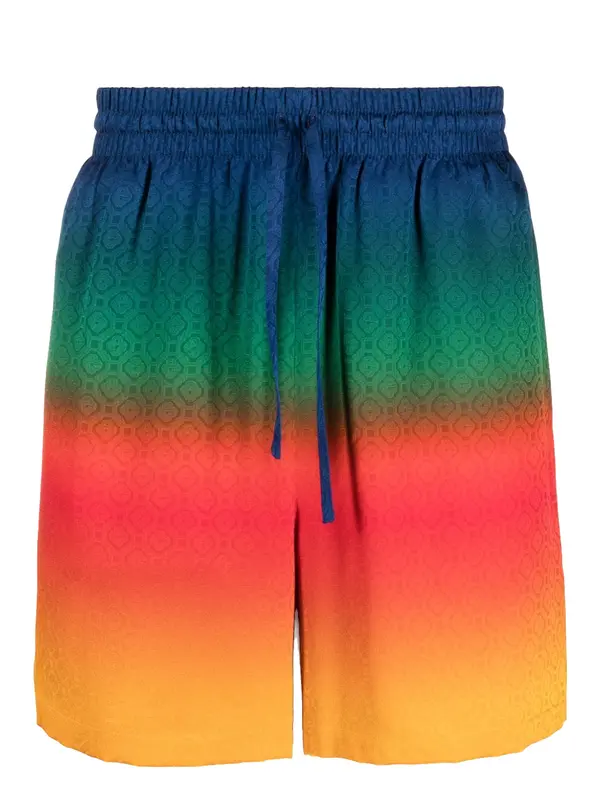 Casablanca Peace Gradient Silk Shorts - Blue