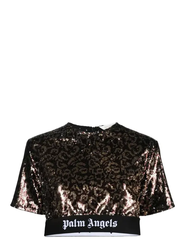 Palm Angels Sequin-embellished Crop Top - Brown