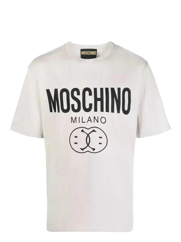 Moschino Logo-print Organic-cotton T-shirt - Grey