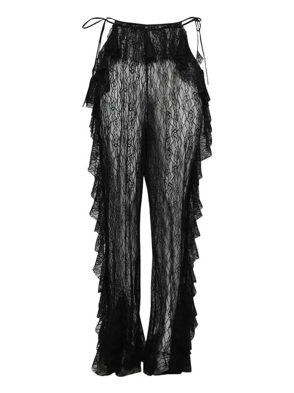 ESTER MANAS Lace Ruffled Trousers - Black