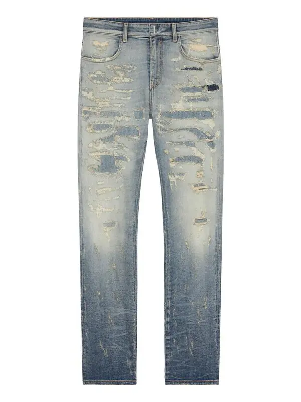 Givenchy Jeans In Rip And Repair Denim - Light Blue