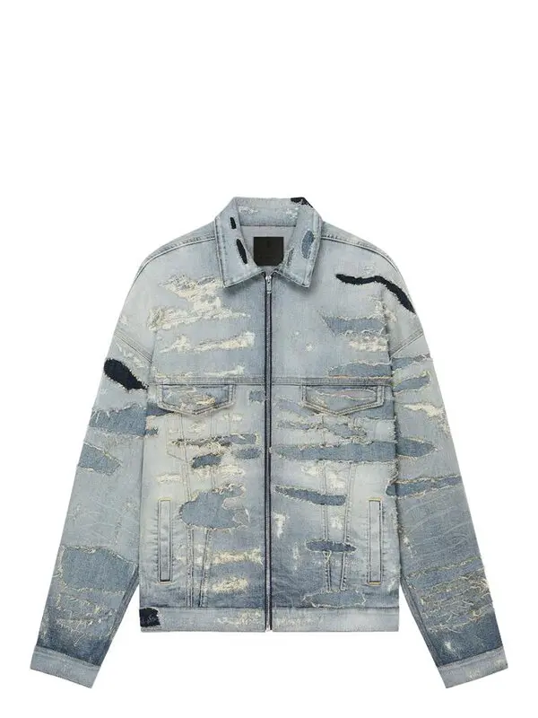 Givenchy Oversized Rip And Repair Denim Jacket - Light Blue