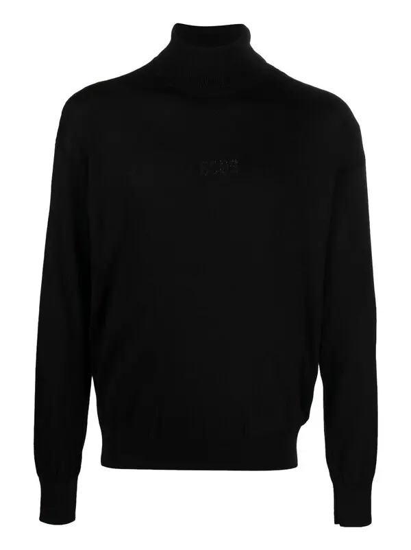 Gcds Logo-embroidered Roll-neck Jumper - Black