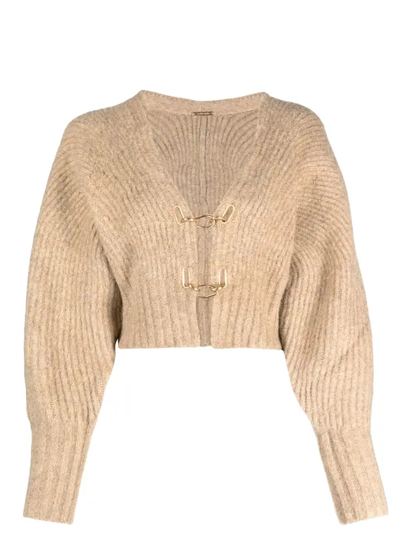 Cult Gaia Casella Ribbed Knit Cropped Cardigan - Neutrals