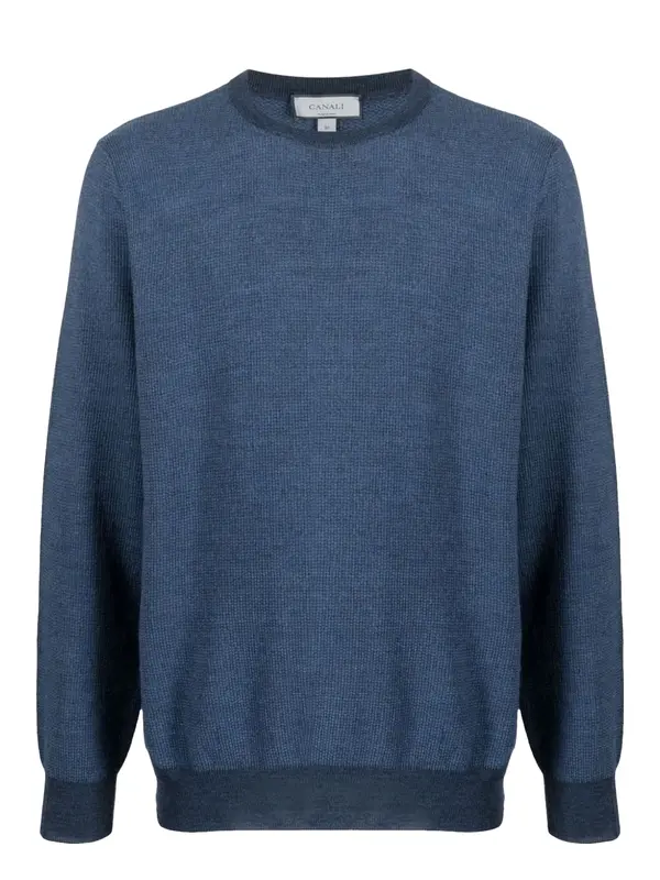 Canali Fine-knit Wool Jumper - Blue