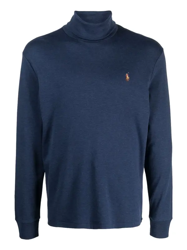Polo Ralph Lauren Logo-embroidered Roll-neck Jumper - Blue