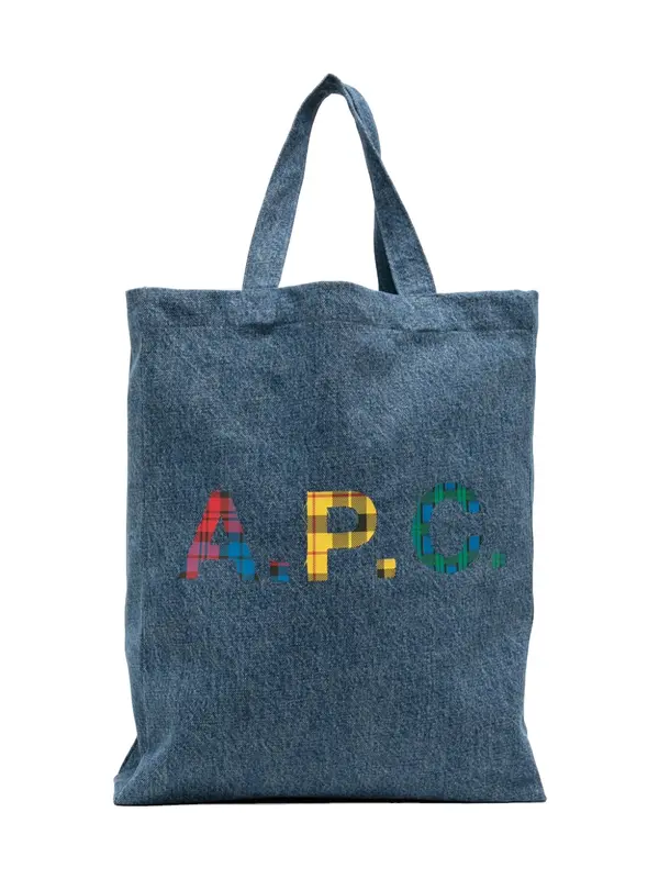 A.p.c. Logo-print Denim Tote Bag - Blue