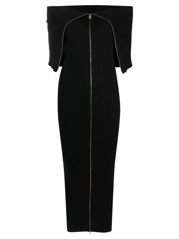 MAISON MARGIELA Zip-up Ribbed-knit Maxi Dress - Black