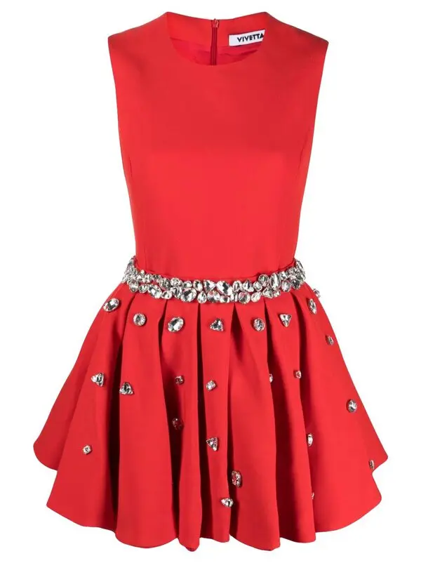 Vivetta Crystal-embellished Layered Minidress - Red