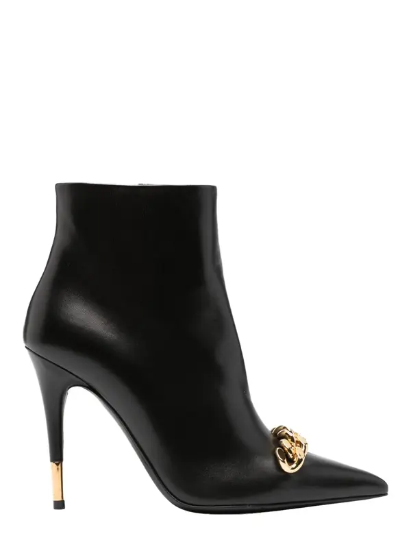 TOM FORD Chain-detail Leather Ankle Boots - Black