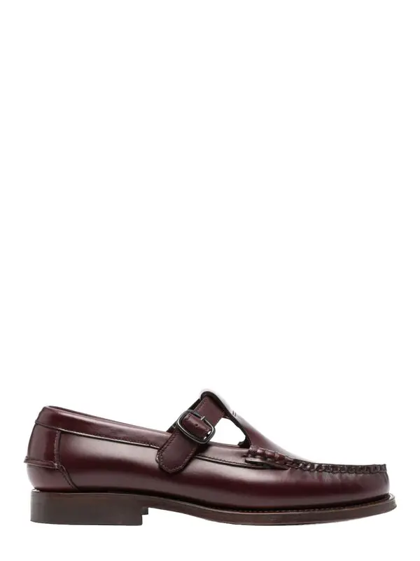 Hereu Alber Calf Leather Loafers With Side Buckle - Red