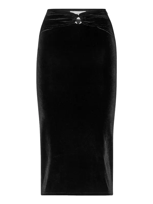 Philipp Plein Cut-out Velvet Midi Skirt - Black