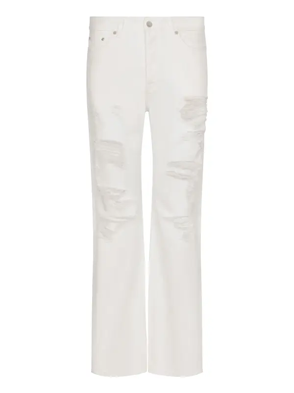 Dolce & Gabbana Distressed Straight-leg Jeans - White