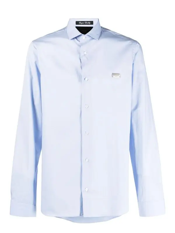 Philipp Plein Sugar Daddy Cut Cotton Shirt - Blue